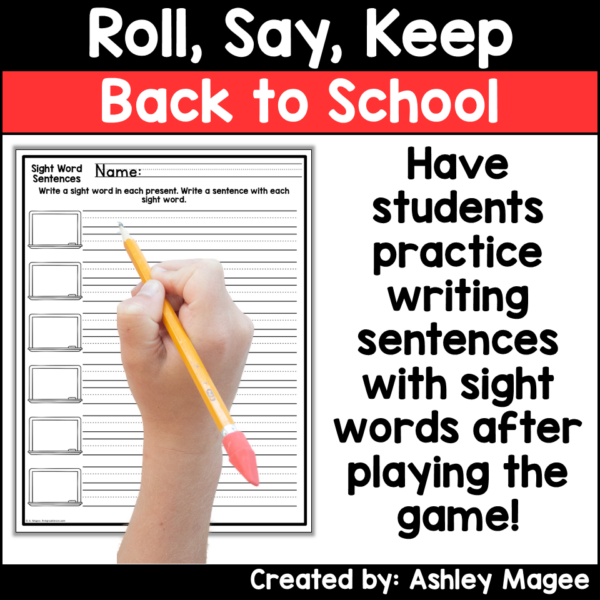 Back to School Roll, Say, Keep with First 300 Fry Words Sight Word ...