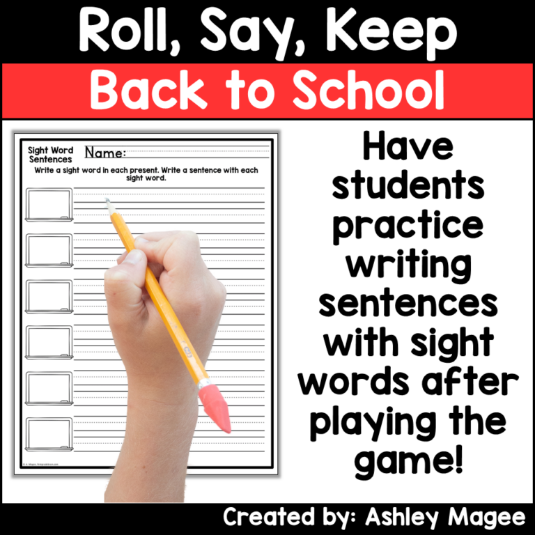Back to School Roll, Say, Keep with First 300 Fry Words Sight Word ...
