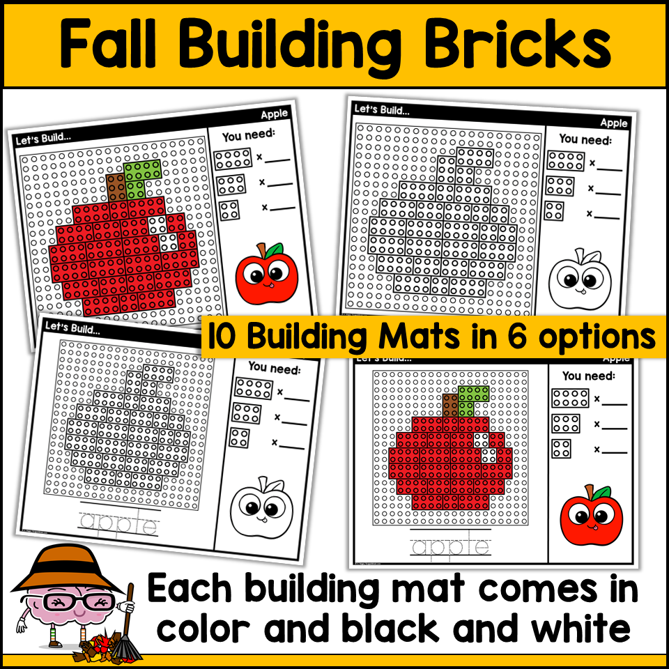Let's Build - Fall Building Brick Block Mats Fine Motor Center | Made ...