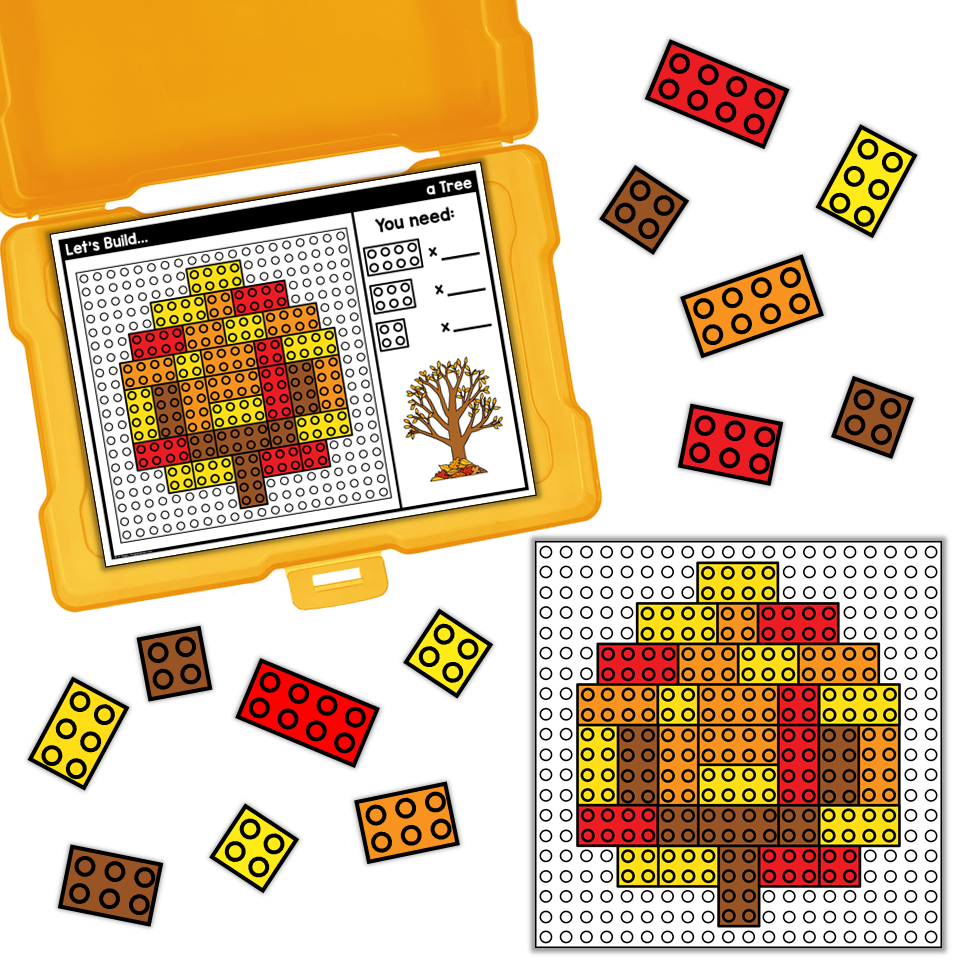 Let's Build - Fall Building Brick Block Mats Fine Motor Center | Made ...