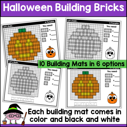 Let's Build - Halloween Building Brick Block Mats Fine Motor Center ...