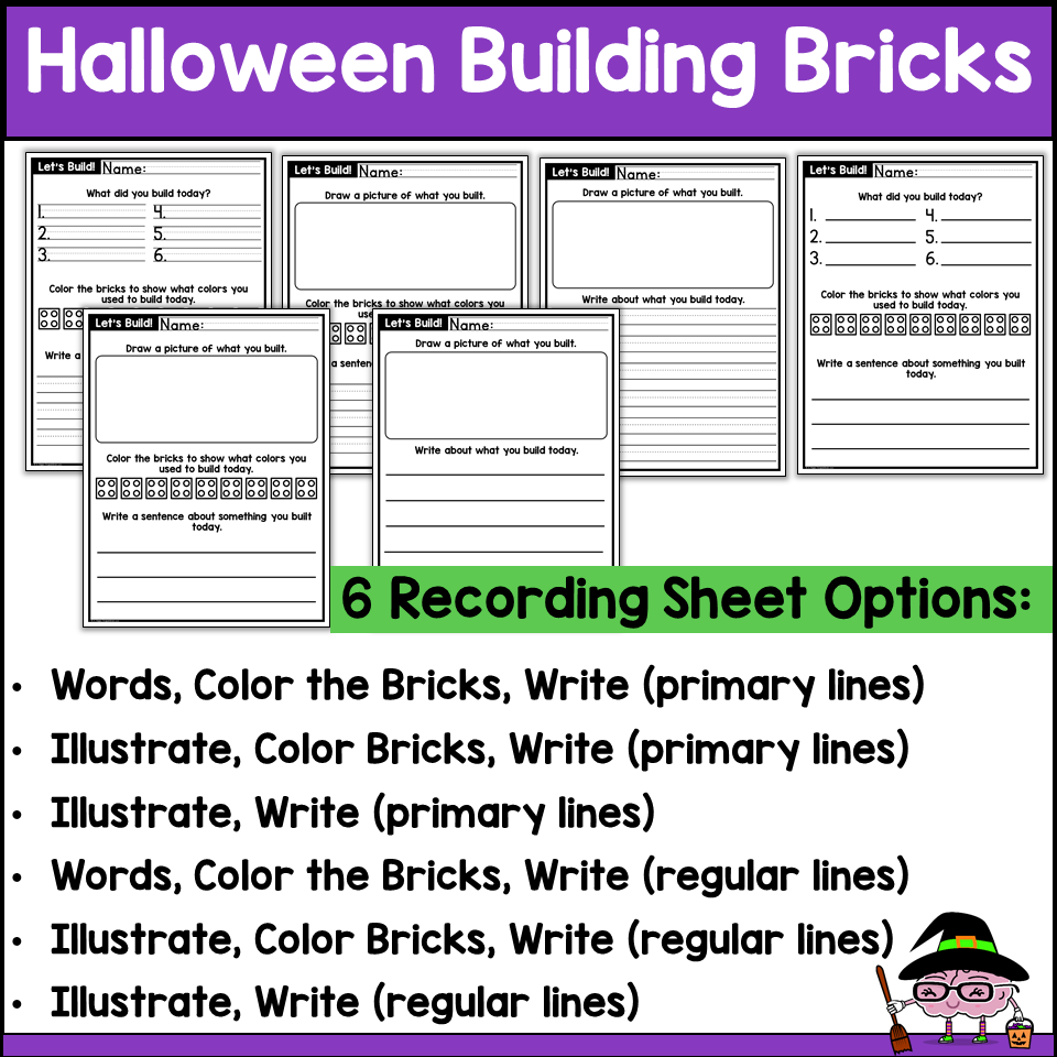 Let's Build - Halloween Building Brick Block Mats Fine Motor Center ...