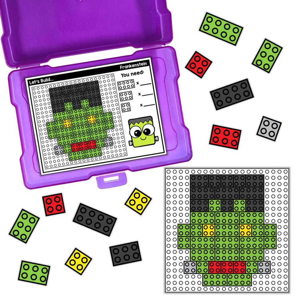 Let's Build - Halloween Building Brick Block Mats Fine Motor Center ...