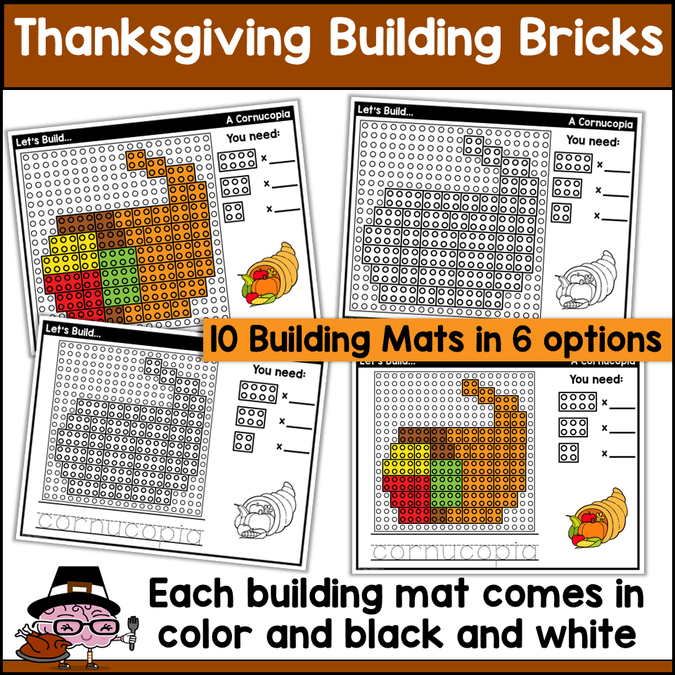 Let's Build - Thanksgiving Building Brick Block Mats Fine Motor Center ...