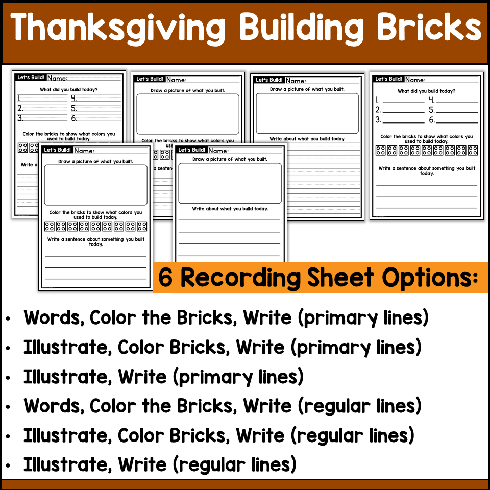Let's Build - Thanksgiving Building Brick Block Mats Fine Motor Center ...