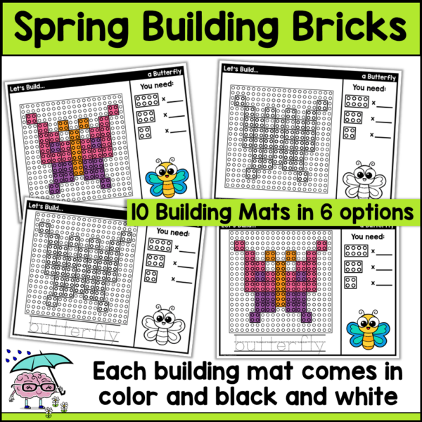 Let's Build - Spring Building Brick Block Mats Fine Motor Center | Made ...