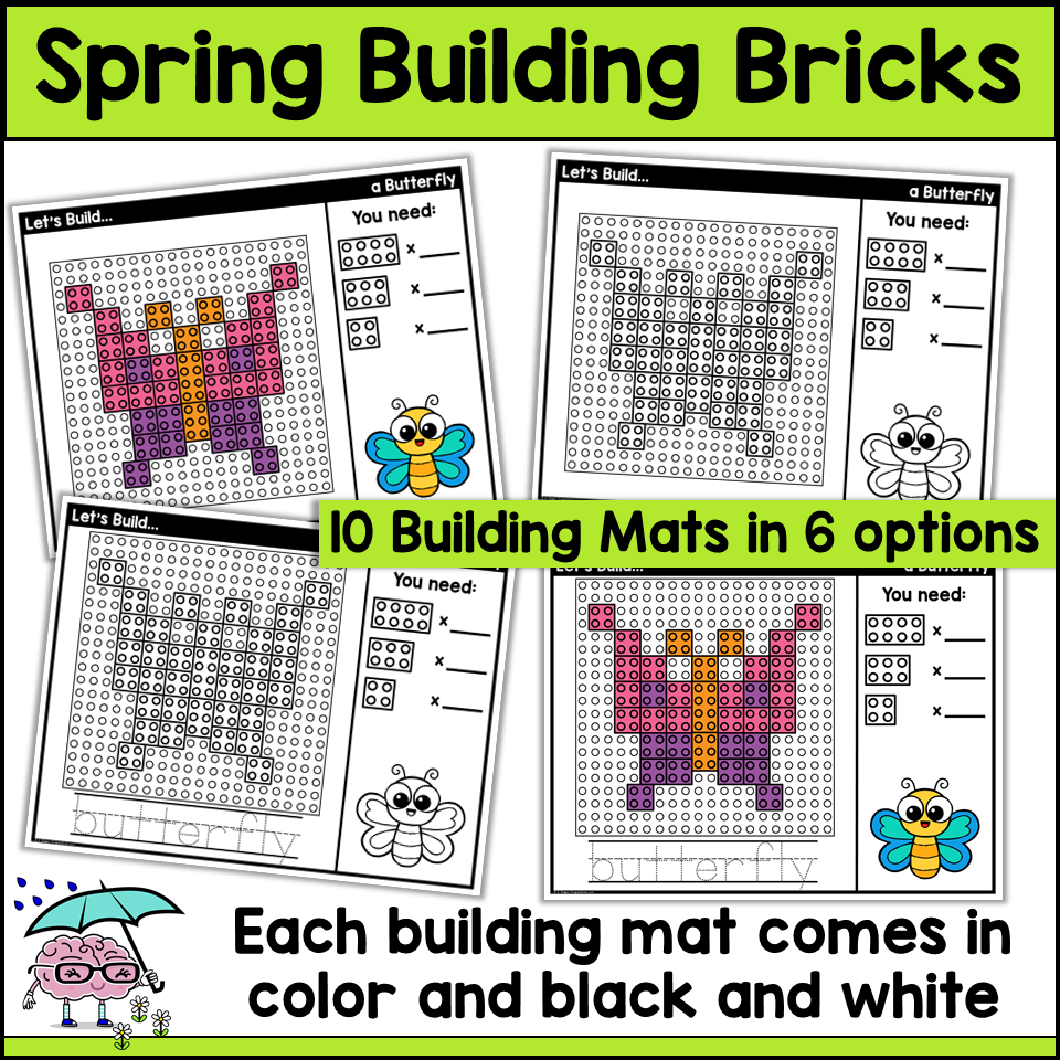 Let's Build - Spring Building Brick Block Mats Fine Motor Center | Made ...
