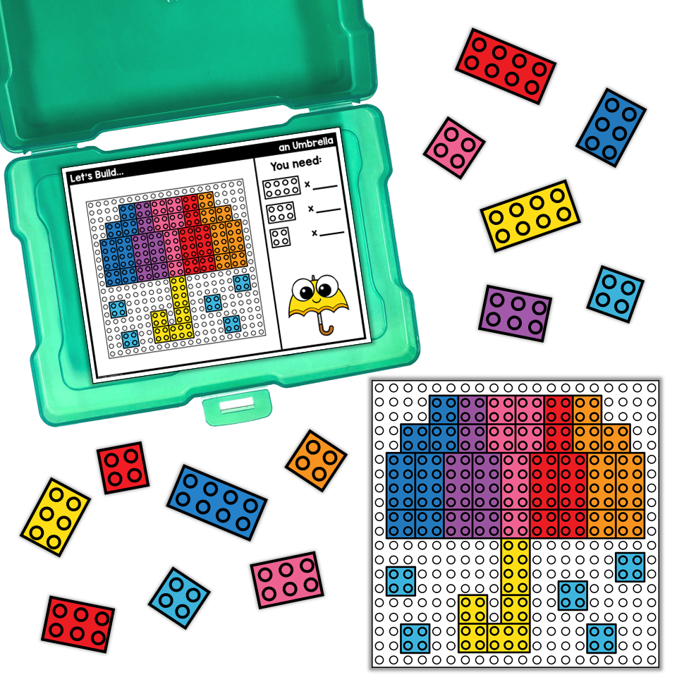 Let's Build - Spring Building Brick Block Mats Fine Motor Center | Made ...