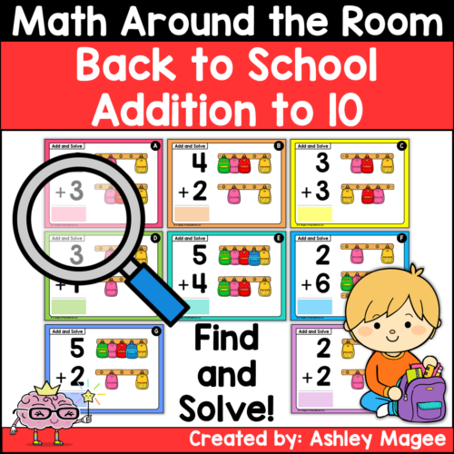 Back to School Math Around the Room Addition to 10 Printable | Made By ...