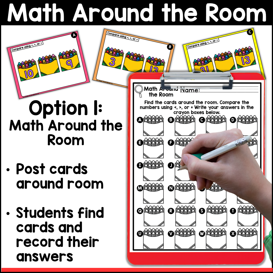 Back to School Math Around the Room Comparing Numbers Printable | Made ...