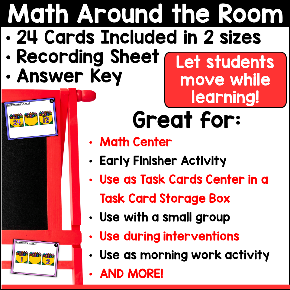 Back to School Math Around the Room Comparing Numbers Printable | Made ...