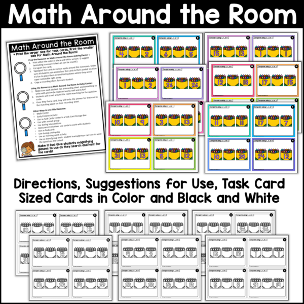 Back to School Math Around the Room Comparing Numbers Printable | Made ...
