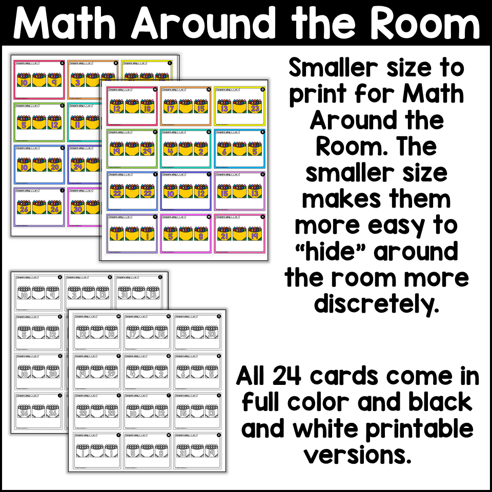 Back to School Math Around the Room Comparing Numbers Printable | Made ...
