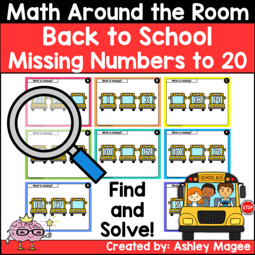 Back to School Math Around the Room Missing Numbers to 20 Printable ...