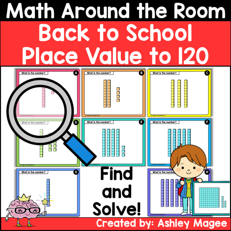Back to School Math Around the Room Place Value to 120 Printable | Made ...