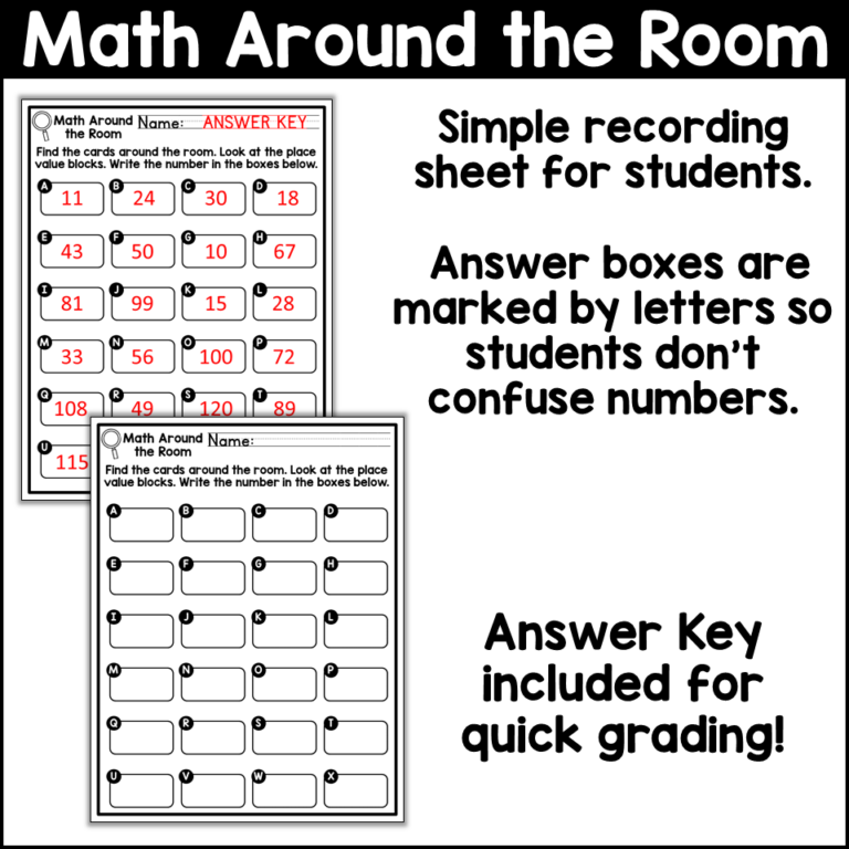 Back to School Math Around the Room Place Value to 120 Printable | Made ...