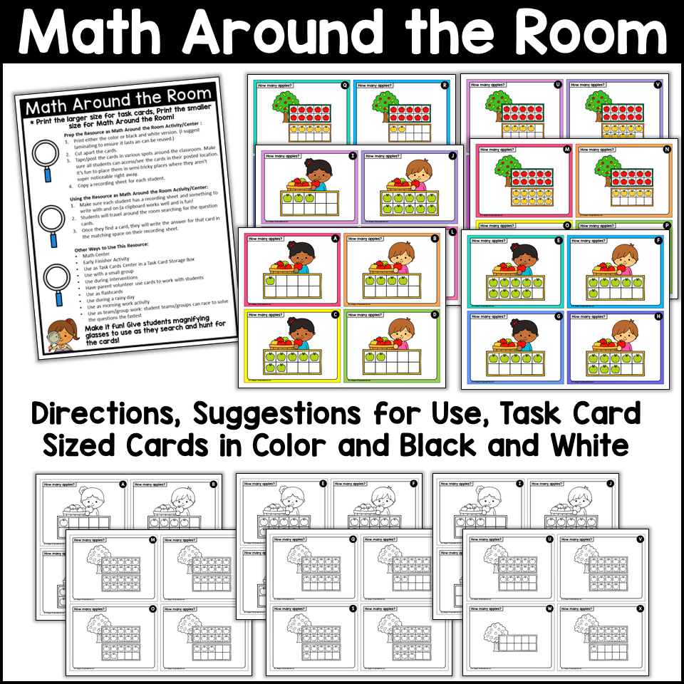 Back to School Math Around the Room Counting Ten Frames Printable ...