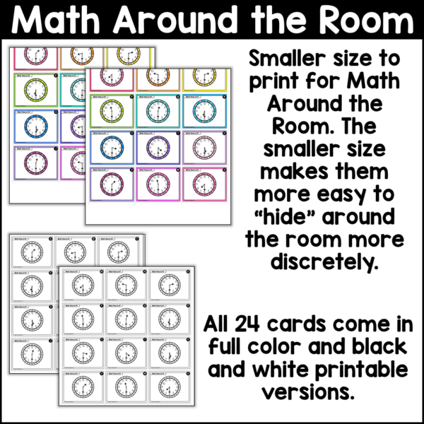 Back to School Math Around the Room Time to the Half Hour Printable ...