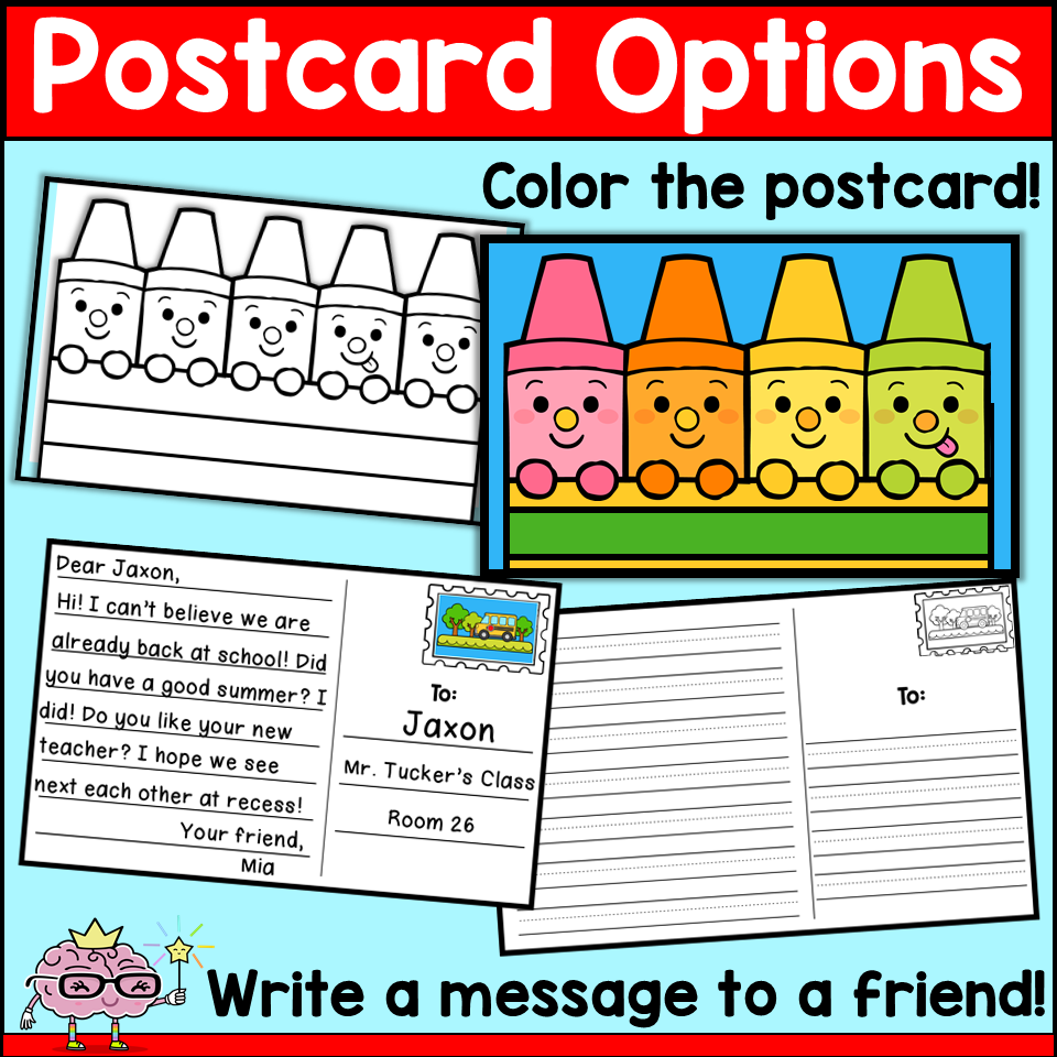Postcards for Pals: Back to School Themed Writing Center Station | Made ...