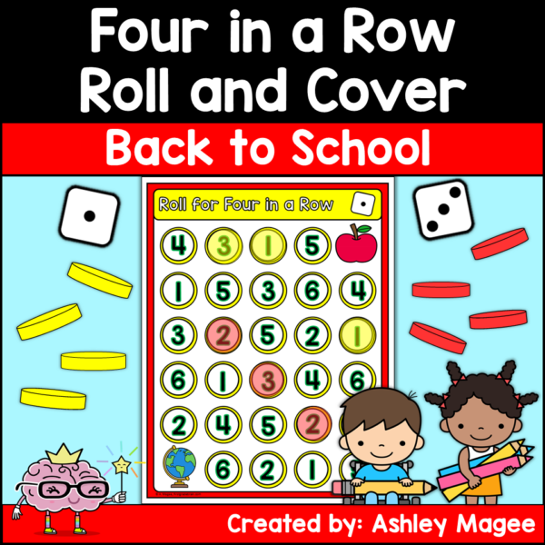 Back to School Four in a Row Addition Game Math Center Roll and Add ...