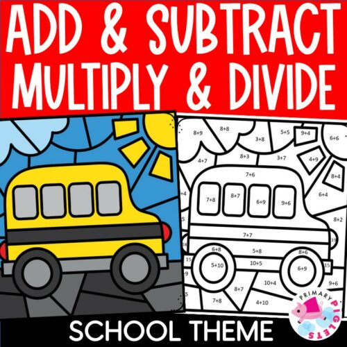 BACK TO SCHOOL COLOR BY NUMBER ADDITION SUBTRACTION MULTIPLICATION ...