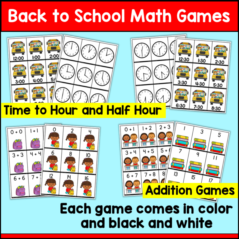 Back to School Math Card Games: 13 Games for Addition, Time, & More ...