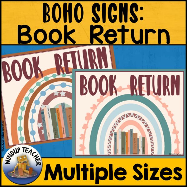Boho Book Return Sign - Made By Teachers