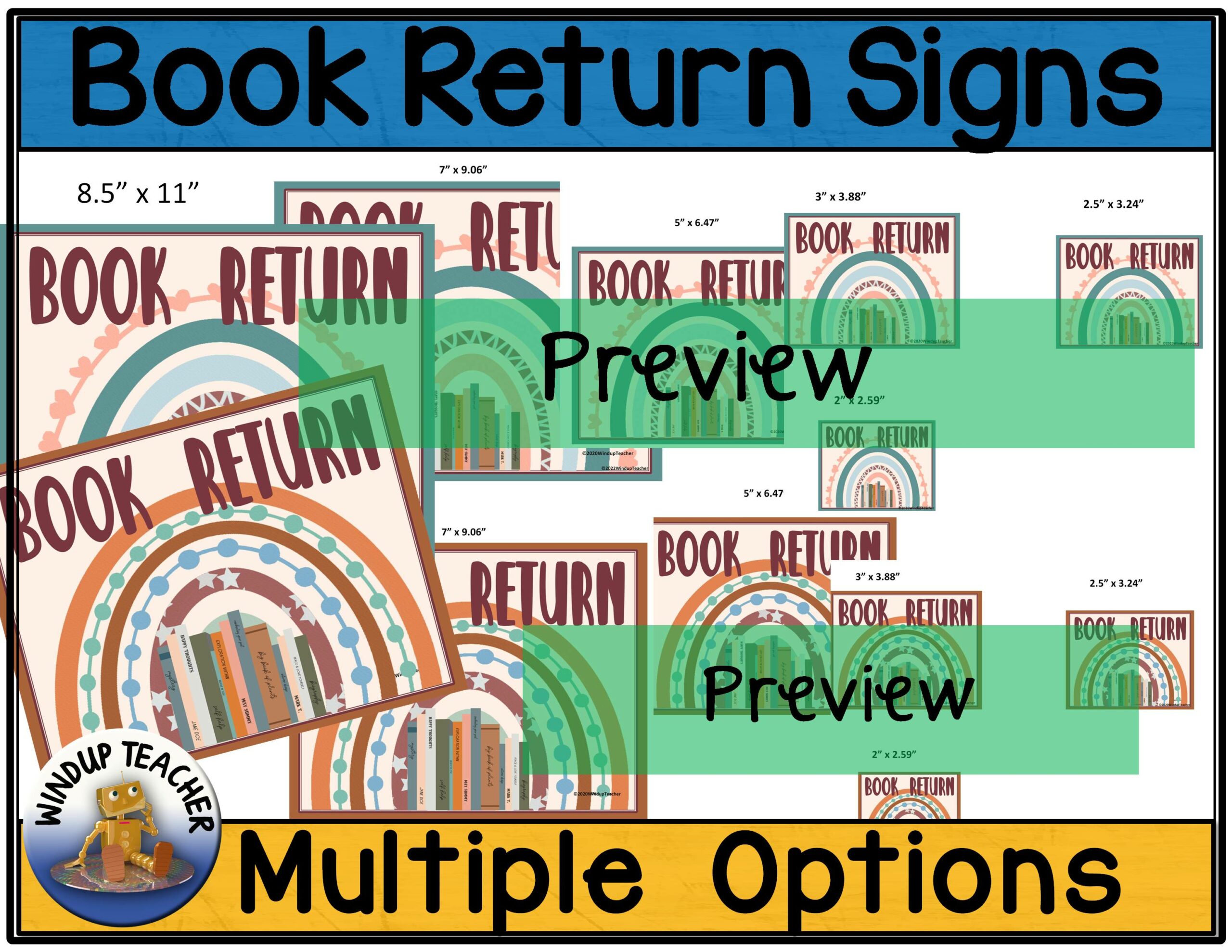 Boho Book Return Sign - Made By Teachers