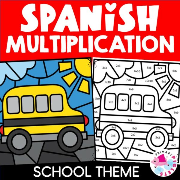 BACK TO SCHOOL COLOR BY NUMBER MULTIPLICATION FACTS PRACTICE IN SPANISH ...