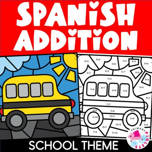 BACK TO SCHOOL COLOR BY NUMBER ADDITION TO 20 IN SPANISH | Made By Teachers