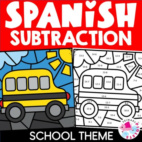 BACK TO SCHOOL COLOR BY NUMBER SUBTRACTION FACTS PRACTICE IN SPANISH ...