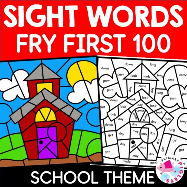 BACK TO SCHOOL COLOR BY SIGHT WORDS 1ST GRADE FRY LIST BUNDLE | Made By ...