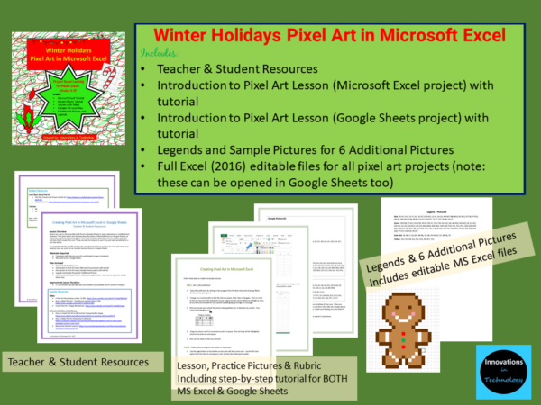 Winter Holiday / Christmas Pixel Art in Microsoft Excel or Google ...