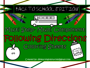 Following Directions Coloring Sheets SCHOOL 1 2 and 3 step directions ...
