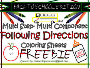 Following Directions BACK TO SCHOOL freebie 1 2 and 3 step directions ...