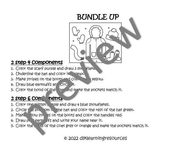 Following Directions Coloring Sheets WINTER 1 2 and 3 step directions ...