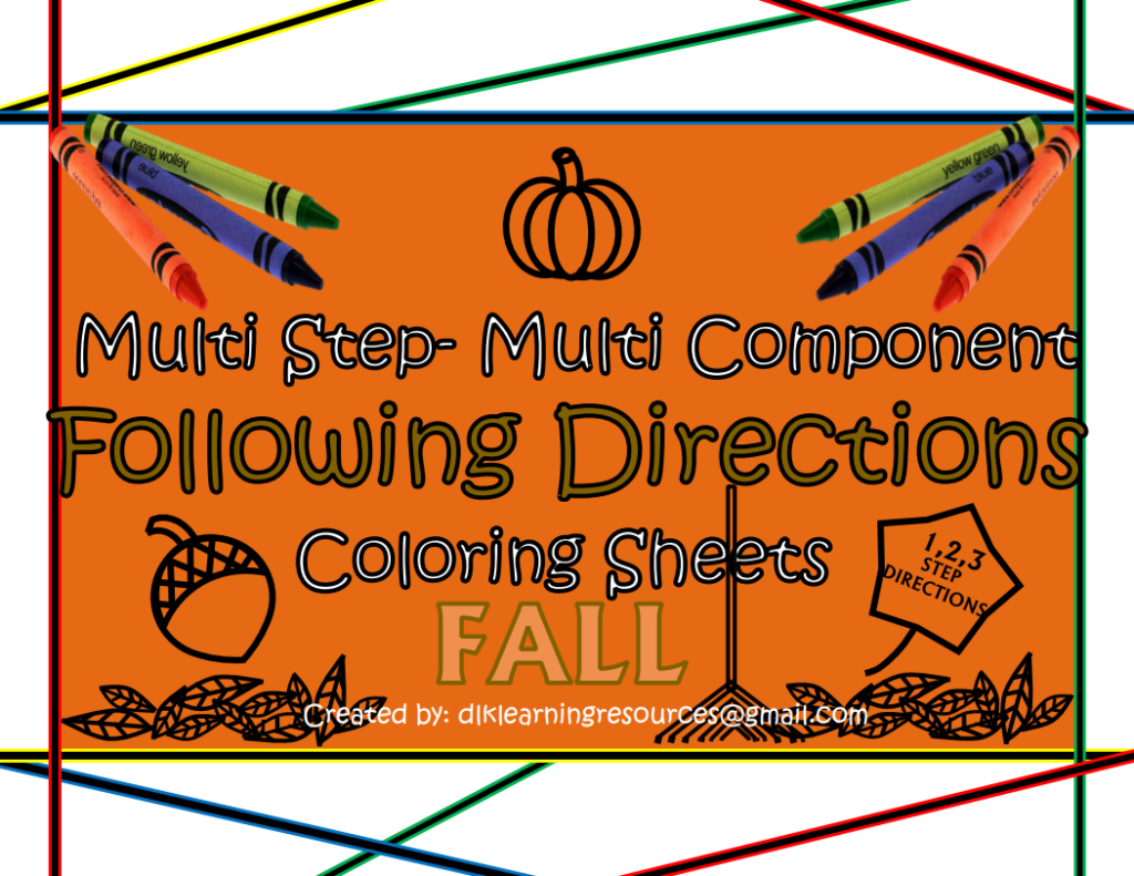 Following Directions Coloring Sheets FALL 1 2 and 3 step directions ...