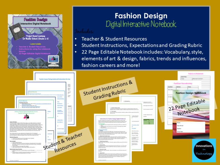 Digital Fashion Design Notebook (Editable) - Made By Teachers