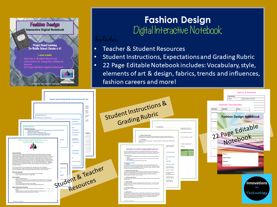Digital Fashion Design Notebook (Editable) | Made By Teachers