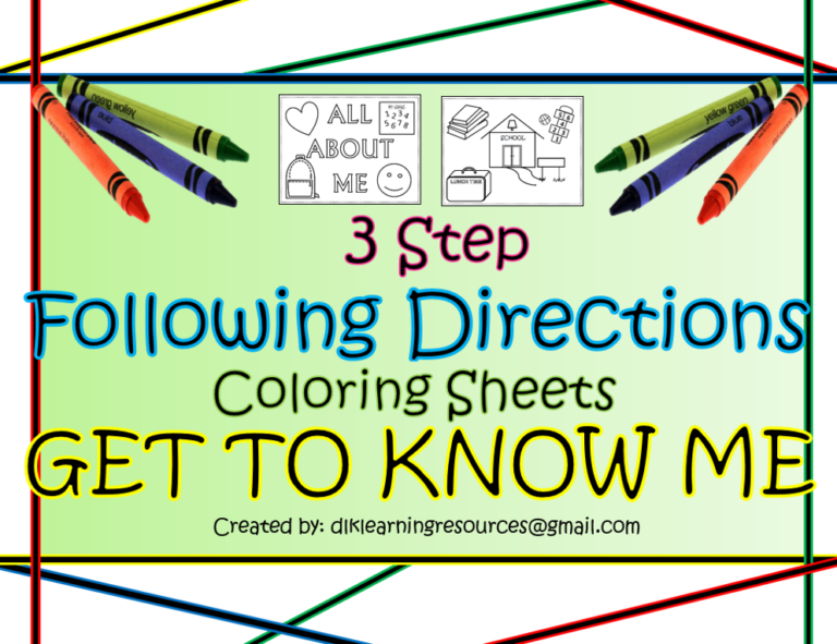 Following Directions Coloring Sheets ALL ABOUT ME School 3 Step following-directions-coloring-sheets-all-about-me-school-3-step