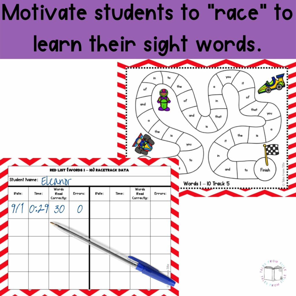 Fry Sight Word Fluency Racetracks | Words 1 - 10 | Printable | Made By ...