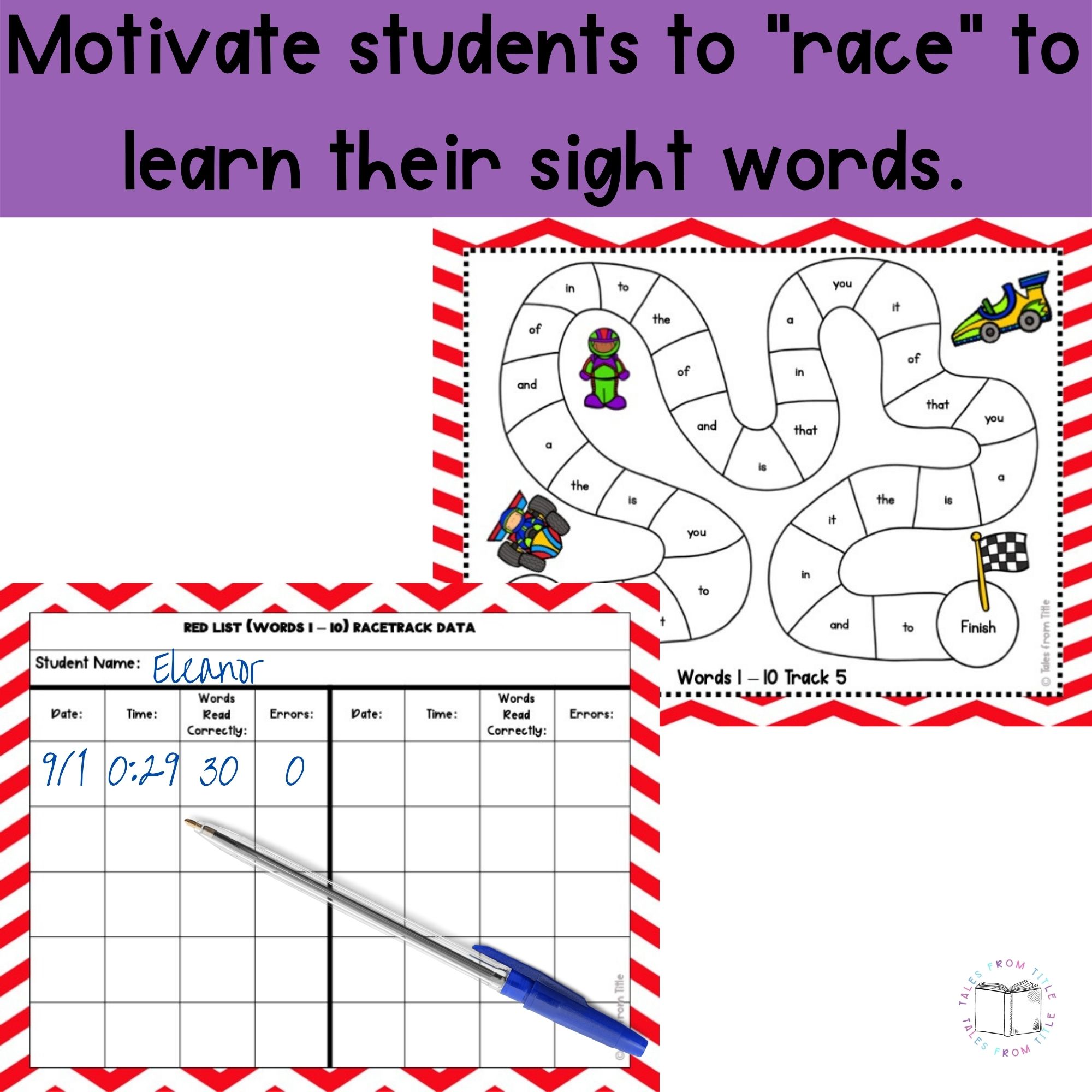 Fry Sight Word Fluency Racetracks | Words 1 - 10 | Printable | Made By ...