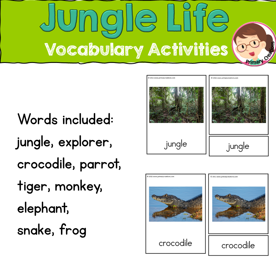 Vocabulary Activities - Jungle Animals Theme - Safari Animals Theme ...