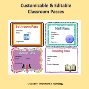 Classroom Passes - Customizable and Printable - Made By Teachers