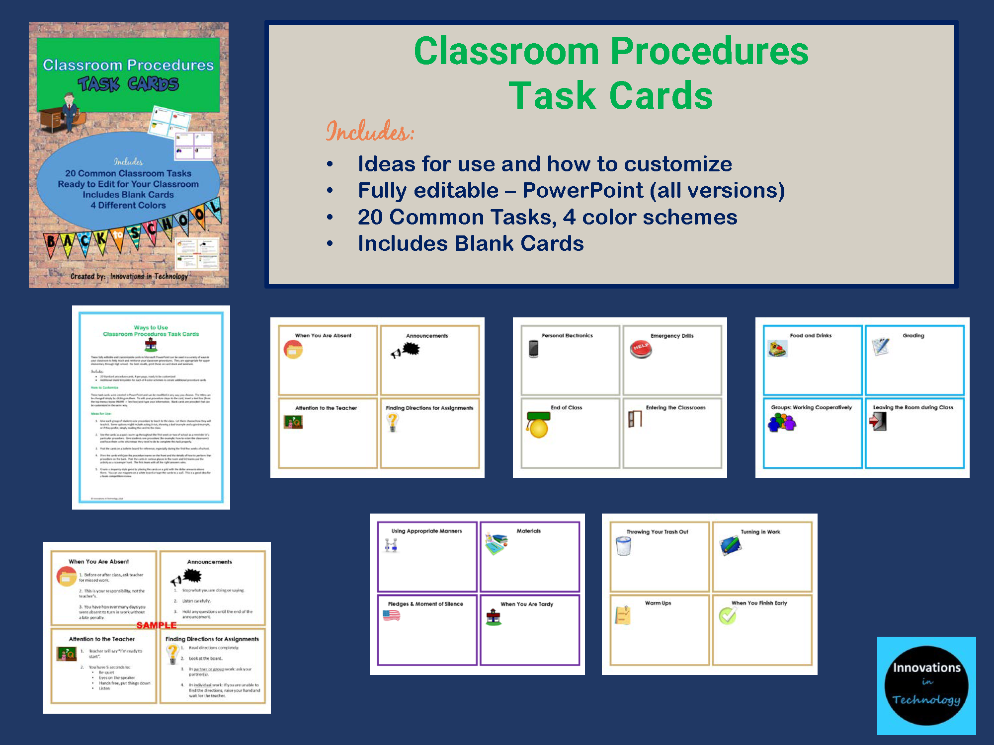 Classroom Procedures Task Cards - Back to School - Made By Teachers