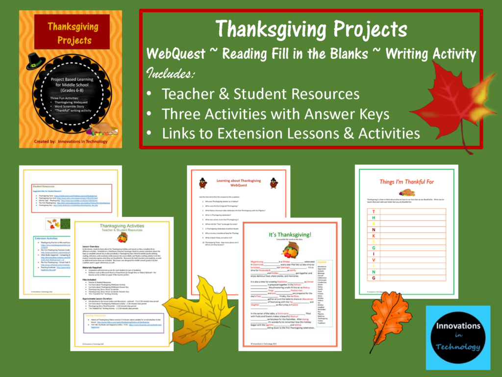 Fun Thanksgiving Activities & WebQuest | Made By Teachers
