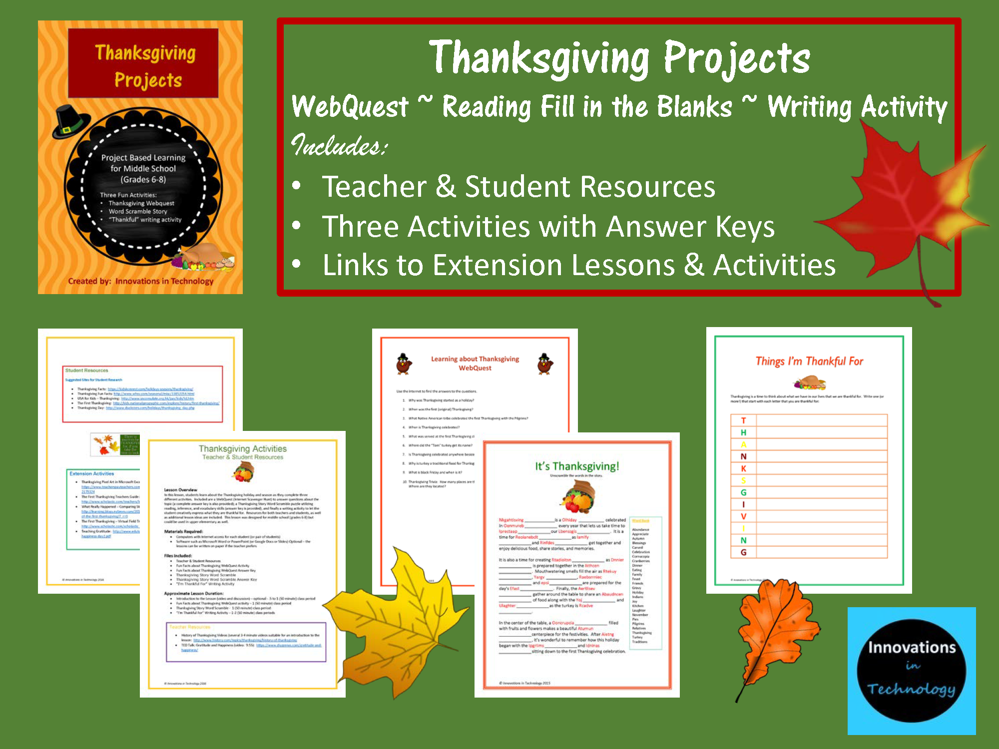 Fun Thanksgiving Activities & WebQuest | Made By Teachers