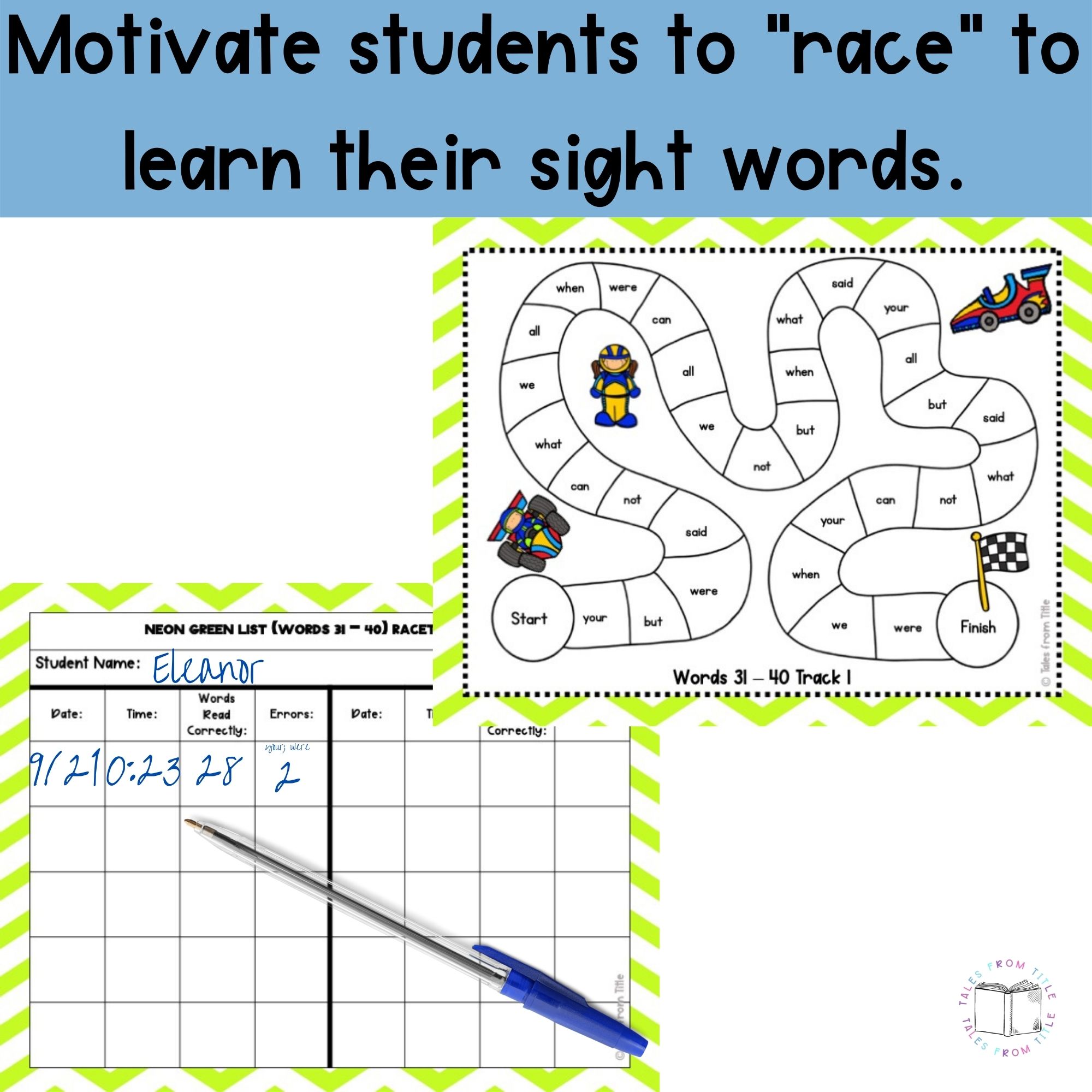 Fry Sight Word Fluency Racetracks | Words 31 - 40 | Printable | Made By ...