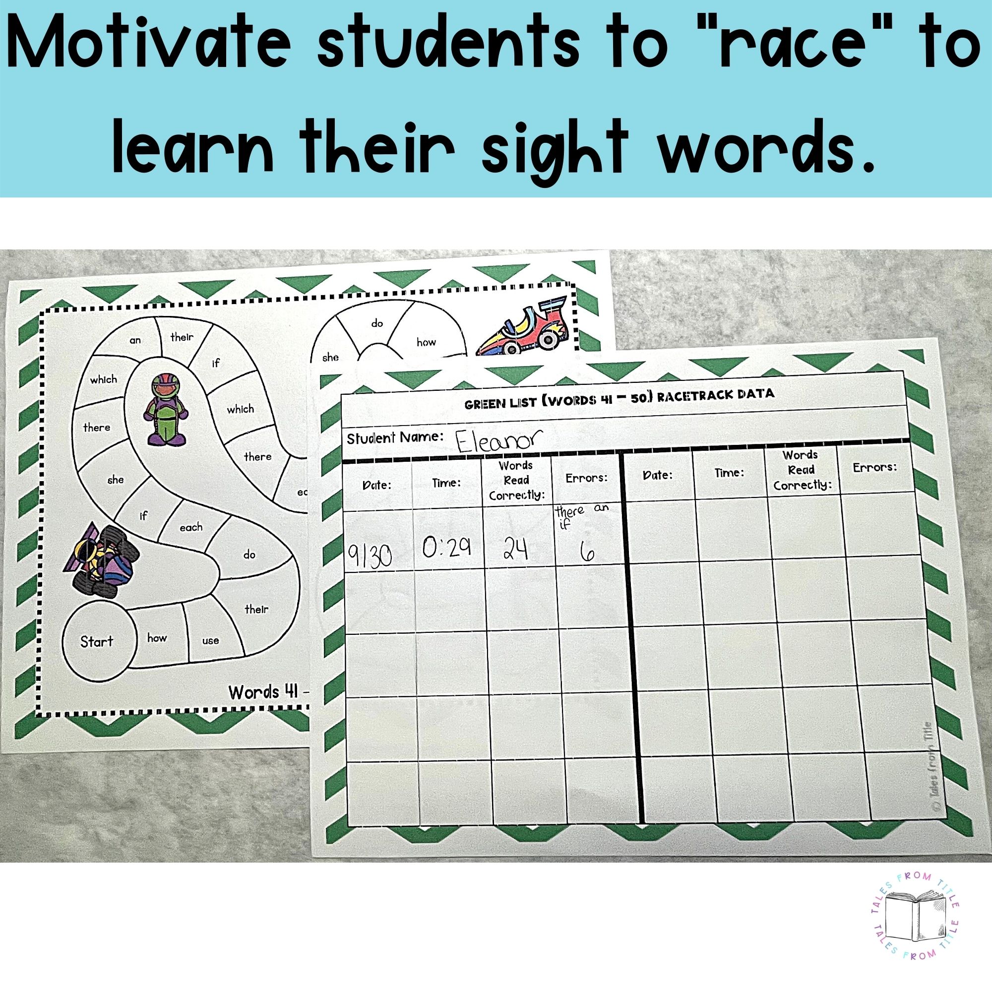 Fry Sight Word Fluency Racetracks | Words 41 - 50 | Printable | Made By ...