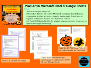 Halloween Themed Pixel Art - Microsoft Excel Google Sheets - Made By ...